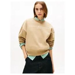 Sweatshirt Tommy Hilfiger "CORP LOGO MDRN SWTSRT", Damen, Gr. XS (34), driftwood taupe, Sweatware, Obermaterial: 63% Baumwolle, 37% Polyester, bedruckt, regular fit normal, Rundhals, Rippb&uuml;ndchen, Sweatshirts Sweatshirt, Baumwollmischung
