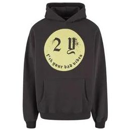 Kapuzensweatshirt 2Y STUDIOS "2Y Studios Herren Smiley Oversize Hoodie", Herren, Gr. M, washed schwarz, 70% Baumwolle, 30% Polyester, bedruckt, Sweatshirts