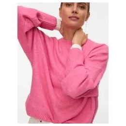 V&eacute;ro Moda Strickpullover VERO MODA "VMBOOM LS O-NECK PULLOVER GA NOOS", Damen, Gr. L, pink cosmos detail:melange, Strick, Obermaterial: 85% Polyester, 7% Polyacryl, 5% Wolle, 3% Elasthan, meliert, loose fit normal, Rundhals, Rippstrickb&uuml;ndchen, Pullover Strickpullover