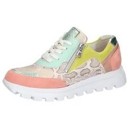 Waldl&auml;ufer Sneaker WALDL&Auml;UFER "H-AJALA", Damen, Gr. 7 (40,5), melone multicolor, Nappaleder, Nubukleder, Veloursleder, Reptilienpr&auml;gung, mehrfarbig, Schuhe Sneaker, Schn&uuml;rschuh, Halbschuh, Komfortschuh mit Rei&szlig;verschluss, H-Weite