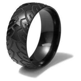 Fingerring Firetti "Schmuck Geschenk Edelstahl Damenring Herrenring Autoreifen-Spur" Gr. 54, schwarz, Fingerringe, Herren, 54, Edelstahl, 8mm, Fingerring, Made in Germany