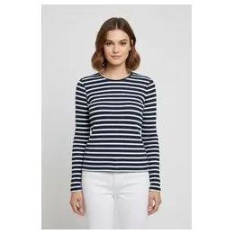 Langarmshirt Only "ONLBIRGITTE L/S O-NECK TOP JRS", Damen, Gr. XL, naval academy stripes:cloud dancer, Jersey, Obermaterial: 69% Viskose, 30% Polyester, 1% Elasthan, gestreift, regular fit, Rundhals, Shirts Langarmshirt