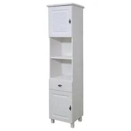 Hochschrank OTTO HOME "Rauna", wei&szlig;, B:44cm H:180cm T:39cm, Massivholz, Schr&auml;nke, Hochschrank, aus massiver Kiefer, Breite 44 cm, Rillenoptik, made in EU