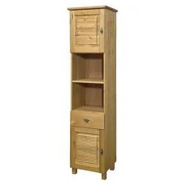 Hochschrank OTTO HOME "Rauna", natur, B:44cm H:180cm T:39cm, Massivholz, Schr&auml;nke, Hochschrank, aus massiver Kiefer, Breite 44 cm, Rillenoptik, made in EU