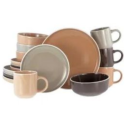 Kombiservice Creatable "Nordic Mocha Mousse, Service 16-tlg.", braun, 16, Steinzeug, Geschirr-Sets, Kombiservice, Nordische &Auml;sthetik, Glanzvolle Glasur