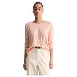 Marc O'Polo Langarmshirt MARC O'POLO DENIM "aus Loose Knit Jersey", Damen, Gr. XS, light pink, Obermaterial: 100% Baumwolle, gestreift, Basic, relaxed fit, Rundhals, normaler Saum, Shirts Langarmshirt