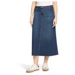 Midirock Betty Barclay "Damen mit Waschung", Damen, Gr. 40, dunkelblau denim, Obermaterial: 70% Baumwolle, 23% Polyester, 4% Lyocell, 3% Elasthan, ausgestellt lang, R&ouml;cke