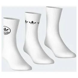 Sportsocken Adidas ORIGINALS "TREFOILS CREW, 3 PAAR", Herren, Gr. XL (46/48), wei&szlig;, Obermaterial: 59% Baumwolle, 37% Polyester, 3% Elasthan, 1% Polyamid, Socken Sportsocken