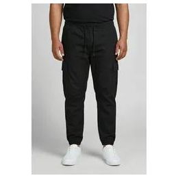 Jack & Jones PlusSize Cargohose "JPSTKANE DYLAN CUFFED CARGO RET PLS", Herren, Gr. 44 (5XL), L&auml;nge 32, schwarz, Web, Obermaterial: 98% Baumwolle, 2% Elasthan, JACK & JONES PLUSSIZE, unifarben, relaxed fit lang, Hosen Cargohose, Baumwollmischung, relaxed fit
