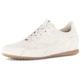 Sneaker Gabor "DAVOS", Damen, Gr. 37, beige, Ziegenveloursleder, Schuhe Sneaker, Freizeitschuh, Halbschuh, Schn&uuml;rschuh mit Lochmuster, G-Weite
