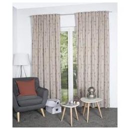 Vorhang Home Wohnideen "FOGLIO", beige (natur), B:140cm H:245cm, Polyester, Gardinen, Kombibandschal, Leinenoptik, bestickt