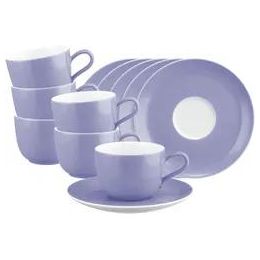 Tasse Seltmann Weiden "Kaffeetassen mit Untertassen Liberty Pure Colors 260 ml 6er Set", lila (grape lila), B:16,1cm H:8,1cm &Oslash;:16,1cm, Porzellan, Trinkgef&auml;&szlig;e, Tasse, Sp&uuml;lmaschinenfest, Mikrowellensicher, Ofenfest