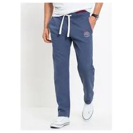 Jogginghose bonprix, Herren, Gr. 52/54, N-Gr, blau (indigo), Obermaterial: 100% Baumwolle, unifarben, regular fit, Hosen Jogginghose, mit elastischem Bund, mit Kordelzug, regular fit, mit Ges&auml;&szlig;tasche