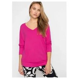 Oversize-Shirt bonprix "Oversized-Shirt aus flie&szlig;ender Viskose", Damen, Gr. 44/46 (L), rosa (magnolienpink), Obermaterial: 95% Viskose, 5% Elasthan, bequem, Shirts, weite Passform, 3/4-&Auml;rmel, weiter Ausschnitt, aus Viskose