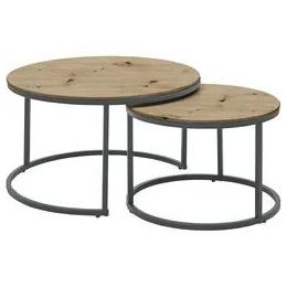Couchtisch Stolkom "Gino 2 &Oslash;/H 80x75 cm & 60x40 cm", holzoptik, schwarz, schwarz, holzoptik, H:45cm, Tische, Couchtisch, 2er Set, 15mm MDF,PVC-Beschichtung