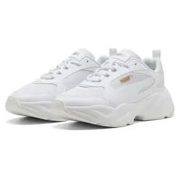 Sneaker Puma "Cassia 2.0 Sneakers Damen", Damen, Gr. 42.5, wei&szlig; gold, Obermaterial: Synthetik, Textil. Futter: Textil. Innensohle: Textil. Laufsohle: Gummi, Schuhe Sneaker