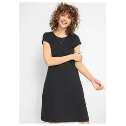 Shirtkleid bonprix, Damen, Gr. 56/58 (XXXL), N-Gr, schwarz, Jersey, Obermaterial: 100% Baumwolle, tailliert, Kleider Shirtkleid, f&uuml;r warme Tage, aus reiner Baumwolle, taillierte Passform