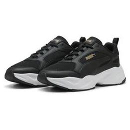 Sneaker Puma "Cassia 2.0 Sneakers Damen", Damen, Gr. 38, schwarz gold wei&szlig;, Obermaterial: Synthetik, Textil. Futter: Textil. Innensohle: Textil. Laufsohle: Gummi, Schuhe Sneaker