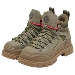 Stiefel Buffalo "Buffalo ASPHA LACE UP HIKE - VEGAN NUBUCK/MESH", Damen, Gr. 37, khaki, Polyurethan, unifarben, Schuhe Stiefel