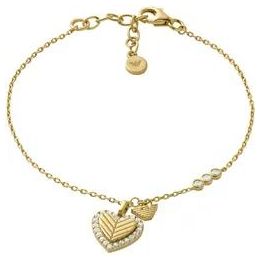 Armband Emporio Armani "Schmuck Geschenk Silber 925 Armschmuck Herz", gold (gelbgoldfarben, kristallwei&szlig;, kristallwei&szlig;), Armb&auml;nder, Damen, 19cm, Silber 925 (Sterlingsilber), Armband, mit Zirkonia (synth.)
