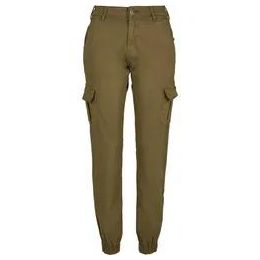 Cargohose Urban Classics "Urban Classics Damen Ladies High Waist Cargo Pants", Damen, Gr. 27, Normalgr&ouml;&szlig;en, summerolive, 98% Baumwolle, 2% Elasthan, unifarben, normal, Hosen Cargohose