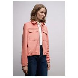 Lederimitatjacke Street One, Damen, Gr. 40, light apricot, Stoff, 92% Polyester, 8% Elasthan, unifarben, comfort fit normal, V-Ausschnitt, B&uuml;ndchen, Jacken, in Velours-Optik