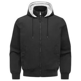 Outdoorjacke Ragwear "Crusien Hood YOUMODO", Herren, Gr. M (50), schwarz, Obermaterial: 65% Baumwolle, 35% Polyester. Innenfutter: 100% Baumwolle. &Auml;rmelfutter: 100% Polyester, gerade h&uuml;ftbedeckend, hoch geschlossener Ausschnitt, Rippstrickb&uuml;ndchen, Jacken Outdoorjacke, Leichte &Uuml;bergangsjacke mit Kapuze