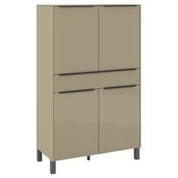 Highboard "Reno", taupe matt lack, glas taupe glanz, B:92cm H:152cm T:42cm, Glas, Holzwerkstoff, SET ONE BY Musterring, Sideboards, Highboard, Mit Vierkantfu&szlig; in diversen Farben, 152 cm H&ouml;he & Farbauswahl