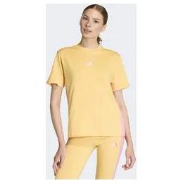 T-Shirt Adidas SPORTSWEAR "ESSENTIALS 3-STREIFEN COTTON", Damen, Gr. XL, semi ice tangerine, st tropic bloom, Obermaterial: 100% Baumwolle, normal, Rundhals, Shirts T-Shirt