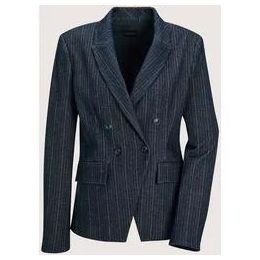 Madeleine Mode Jackenblazer MADELEINE "Jerseyblazer Taillierter Businessblazer mit Nadelstreifen", Damen, Gr. 40, blau (nebelblau, melange), Obermaterial: 60% Viskose CV. 35% Polyester PES. 5% Elasthan EL., Modern, Blazer, Nadelstreifen mit Fischgrat Design