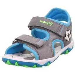 Sandale Superfit "MIKE 3.0 WMS: mittel", Jungen, Gr. 34, hellgrau, t&uuml;rkis, Textil, Veloursleder, Schuhe Sandale, Trekkingschuh mit Klettverschluss, Gr&ouml;&szlig;enschablone zum Download