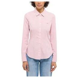 Langarmbluse Mustang "Damen Style Allegheny", Damen, Gr. 40, rosa 12847, Popeline, 97% Baumwolle, 3% Elasthan, gestreift, slim fit, Blusen