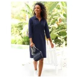 Shirtkleid Heine "Polokleid", Damen, Gr. 46, Normalgr&ouml;&szlig;en, marine, 95% Baumwolle, 5% Elasthan, unifarben, kurz, V-Ausschnitt, Kleider Shirtkleid