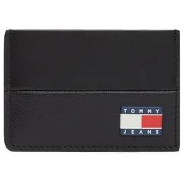 Tommy Hilfiger Kartenetui TOMMY JEANS "TJM HERITAGE CC HOLDER", Damen, schwarz, Leder, Lederimitat, Textil, Kleinlederwaren, Unisex Mini-Geldbeutel, Portemonnaie zum Klappen