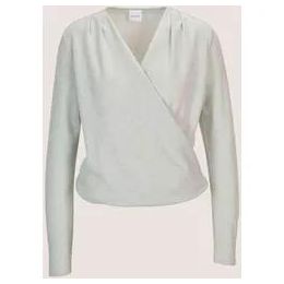 Madeleine Mode Langarmshirt MADELEINE "Blusenshirt Glamour&ouml;ses Oberteil mit Wickel-Design", Damen, Gr. 46, wei&szlig; (wollwei&szlig;, silberfarben), Obermaterial: 82% Viskose CV. 18% metallisierte Fasern MTF., Modern, V-Ausschnitt, Shirts Langarmshirt, Mit Effektgarn