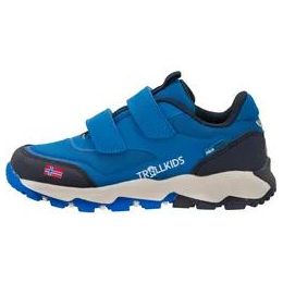 Outdoorschuh Trollkids "KIDS PREIKESTOLEN HIKER", Kinder, Gr. 34, blau (medium blau, navy), Synthetik, Textil, mehrfarbig, Schuhe Outdoorschuh, wasserdicht