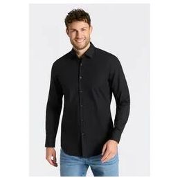 Langarmhemd Hugo "Kenno", Herren, Gr. 44, N-Gr, schwarz001, Web, Obermaterial: 100% Baumwolle, unifarben, slim fit normal, Rundhals, 2-Knopf-Manschette mit Schlitz, Hemden, Slim-Fit Hemd aus b&uuml;gelleichter Baumwoll-Popeline