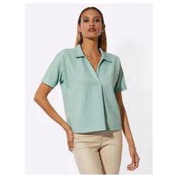CR&Eacute;ATION L Fledermausshirt CREATION L "Poloshirt", Damen, Gr. 48, kalkmint, 95% Polyester, 5% Elasthan, unifarben, V-Ausschnitt, Shirts Fledermausshirt