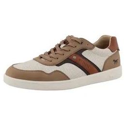 Sneaker Mustang SHOES "Romeo", Herren, Gr. 43, beige, wei&szlig;, Lederimitat, Schuhe Sneaker, Schn&uuml;rschuh, Halbschuh, Freizeitschuh mit modischen Kontrastbes&auml;tzen