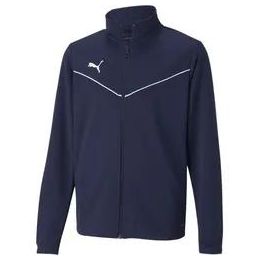 Trainingsjacke Puma "TEAMRISE TRAINING POLY JACKET JR", M&auml;dchen, Gr. 128, peacoat, Puma wei&szlig;, Piqu&eacute;, Obermaterial: 100% Polyester, unifarben, regular fit normal, Jacken Trainingsjacke, f&uuml;r Jugendliche, atmungsaktives Material, DryCELL Technologie