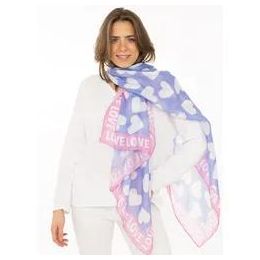 Schal Zwillingsherz "Classic Hearts", Damen, hellblau, Web, Obermaterial: 100% Polyester, Modet&uuml;cher Schal, Herzmotiv, Schriftzug, transparent