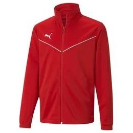 Trainingsjacke Puma "TEAMRISE TRAINING POLY JACKET JR", M&auml;dchen, Gr. 140, Puma rot, Puma wei&szlig;, Piqu&eacute;, Obermaterial: 100% Polyester, unifarben, regular fit normal, Jacken Trainingsjacke, f&uuml;r Jugendliche, atmungsaktives Material, DryCELL Technologie