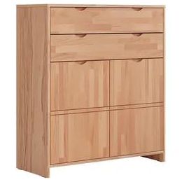 Highboard OTTO HOME "Maximus: 3 ger&auml;umige F&auml;cher, 2 Softclose Schubladen,Hochwertig,Zeitlos", braun, B:96cm H:90cm T:38cm, Sideboards, Highboard, B/T/H: 96/38/107cm, Massivzholz Fronten&Oberdeckel, Korpus aus Melamin