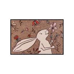 Fu&szlig;matte Salonloewe, taupe, ecru, bedruckt, B:50cm H:7mm L:75cm, Kunstfaser, Polyamid, Teppiche, Fu&szlig;matte