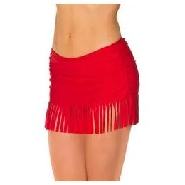 Bikini-Hose AQUARTI "Bikinihose Aquarti Damen Bikinihose mit Rock Seitliche Raffung", Damen, Gr. 36, N-Gr, rot, Obermaterial: 80% Polyamid PA. 20% Elasthan EL., Badehosen Bikini-Hose