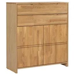 Highboard OTTO HOME "Maximus: 3 ger&auml;umige F&auml;cher, 2 Softclose Schubladen,Hochwertig,Zeitlos", braun, B:96cm H:90cm T:38cm, Sideboards, Highboard, B/T/H: 96/38/107cm, Massivzholz Fronten&Oberdeckel, Korpus aus Melamin