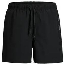 Jack & Jones PlusSize Badeshorts "JPSTMAUI WAVE LOGO SWIM SHORTS SN PLS", Herren, Gr. 44, N-Gr, schwarz, Web, Polyester, JACK & JONES PLUSSIZE, unifarben, Badehosen Badeshorts