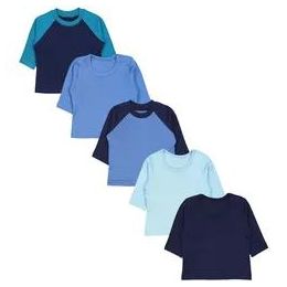 Langarmshirt TUPTAM "Shirt Baby Jungen Langarmshirt 5er Set", M&auml;dchen, Gr. 56, blau (reglan blau uni mix), Obermaterial: 100% Baumwolle CO., Shirts Langarmshirt