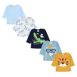 Langarmshirt TUPTAM "Shirt Baby Jungen Langarmshirt 5er Set", M&auml;dchen, Gr. 104, blau (mehrfarbig 7), Obermaterial: 100% Baumwolle CO., Shirts Langarmshirt