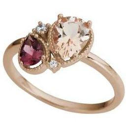 Fingerring Firetti "Schmuck Geschenk Gold 333 Damenring Goldring Tropfen" Gr. 18, ros&eacute;goldfarben, pfirsich, pink, Fingerringe, Damen, 18, 0,04 P2 = erkennbare Einschl&uuml;sse, Diamanten Ros&eacute;gold 333, 1,8mm, Diamanten, Ros&eacute;gold 333, Fingerring, mit Morganit, Rhodolith - mit Brillanten